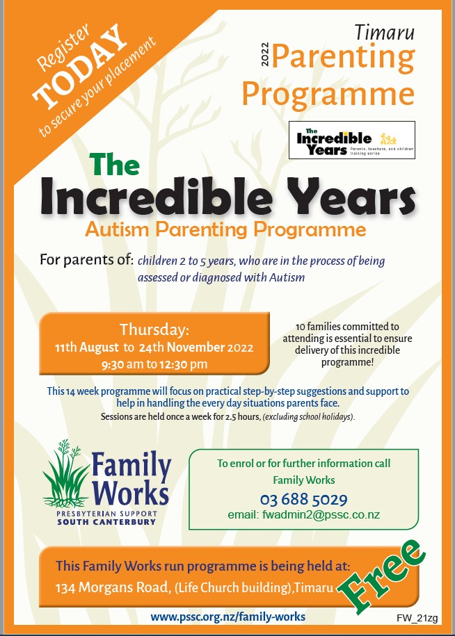 The Incredible Years FREE Autism Parenting Programme - South Canterbury ...