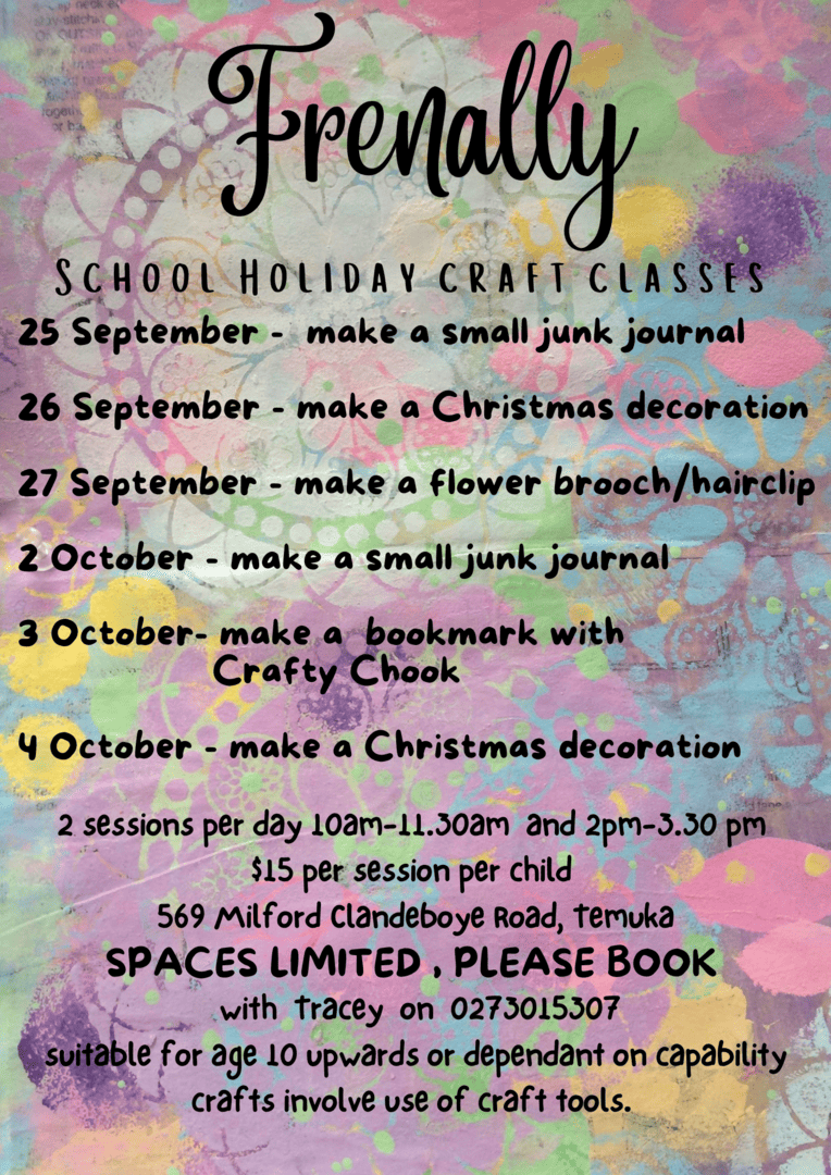 School Holiday Craft Classes - South Canterbury District Website