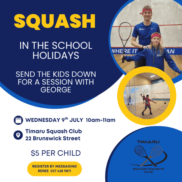Kids give squash a go! School holiday event